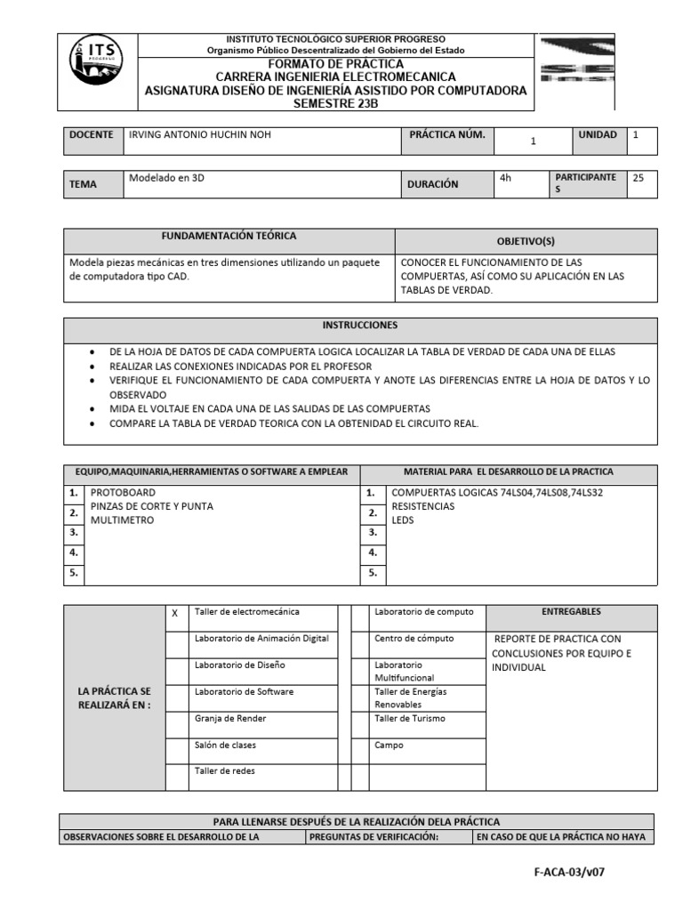 Practica 1 Cad | PDF | Laboratorios | Álgebra de Boole