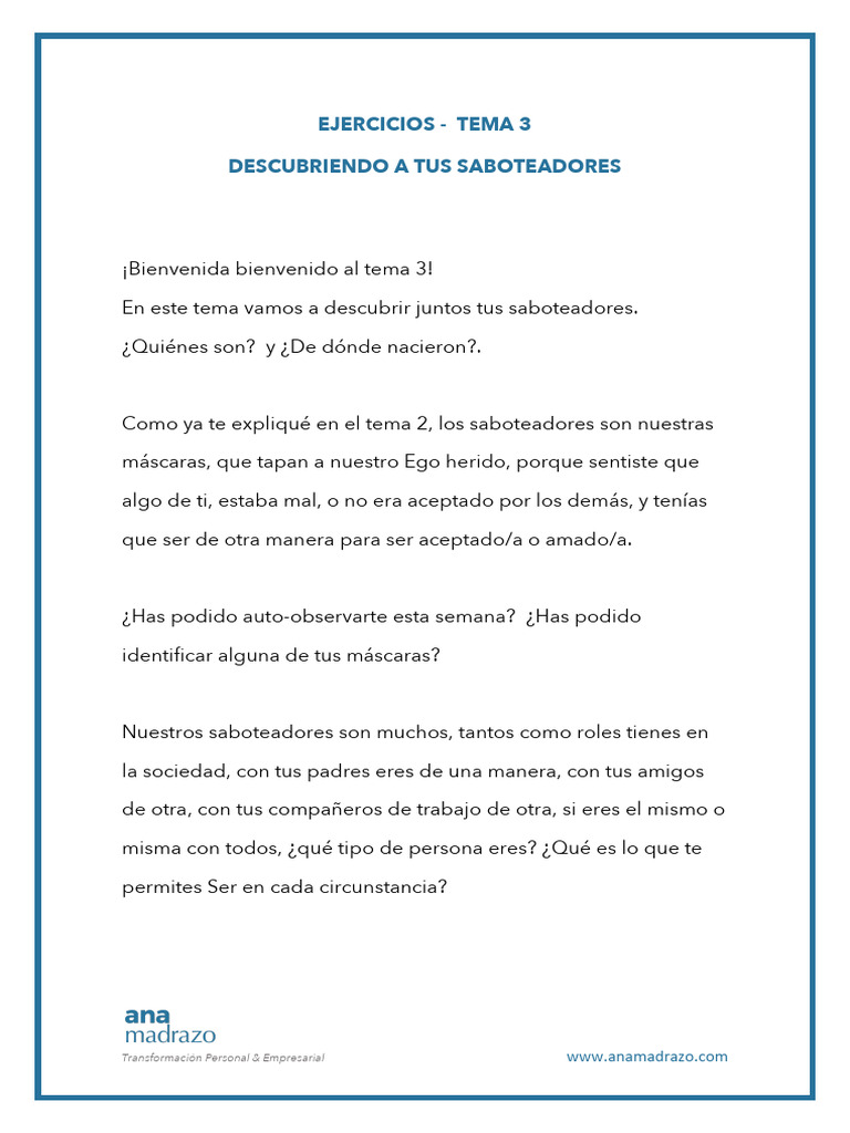 Ejercicios-Saboteador Interno | PDF