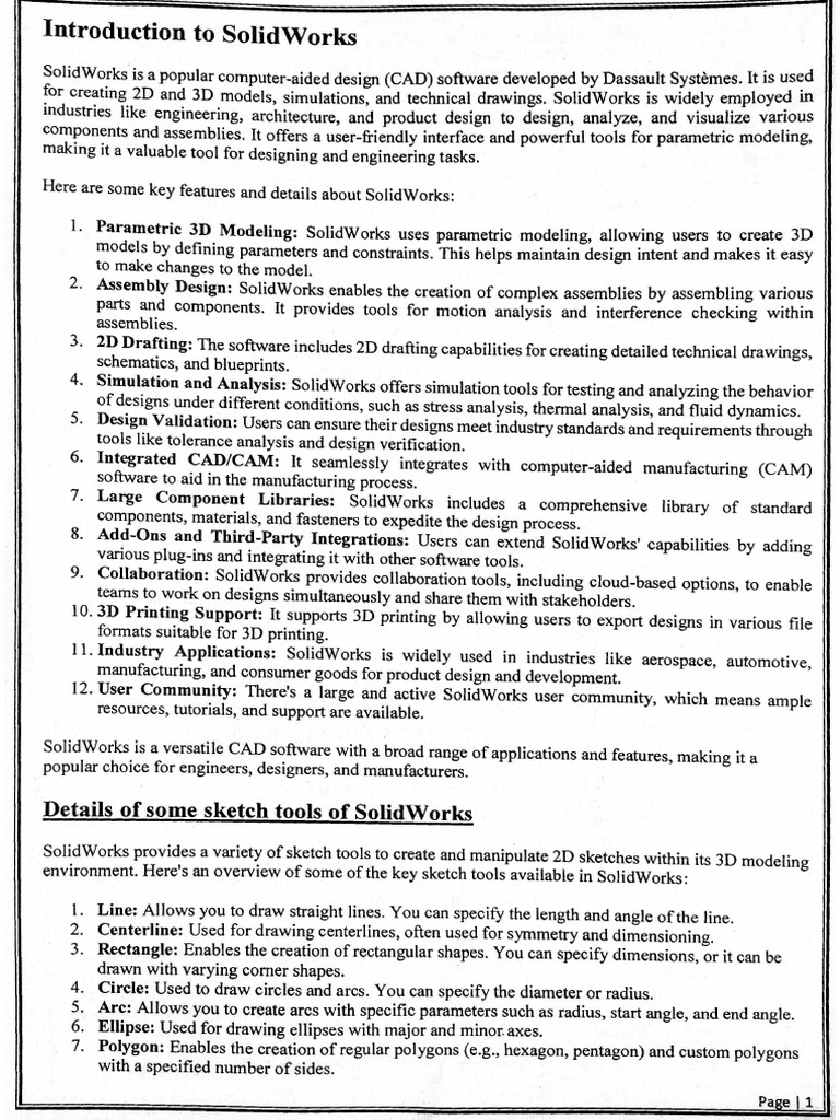 Solid Works - Project Report | PDF