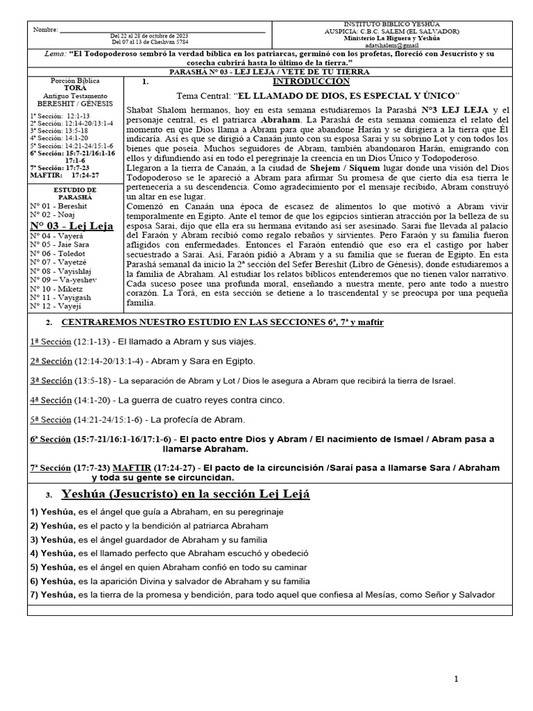 Parasha N°3 Lej Leja 5784 | PDF | Abrahán | Libro del Génesis