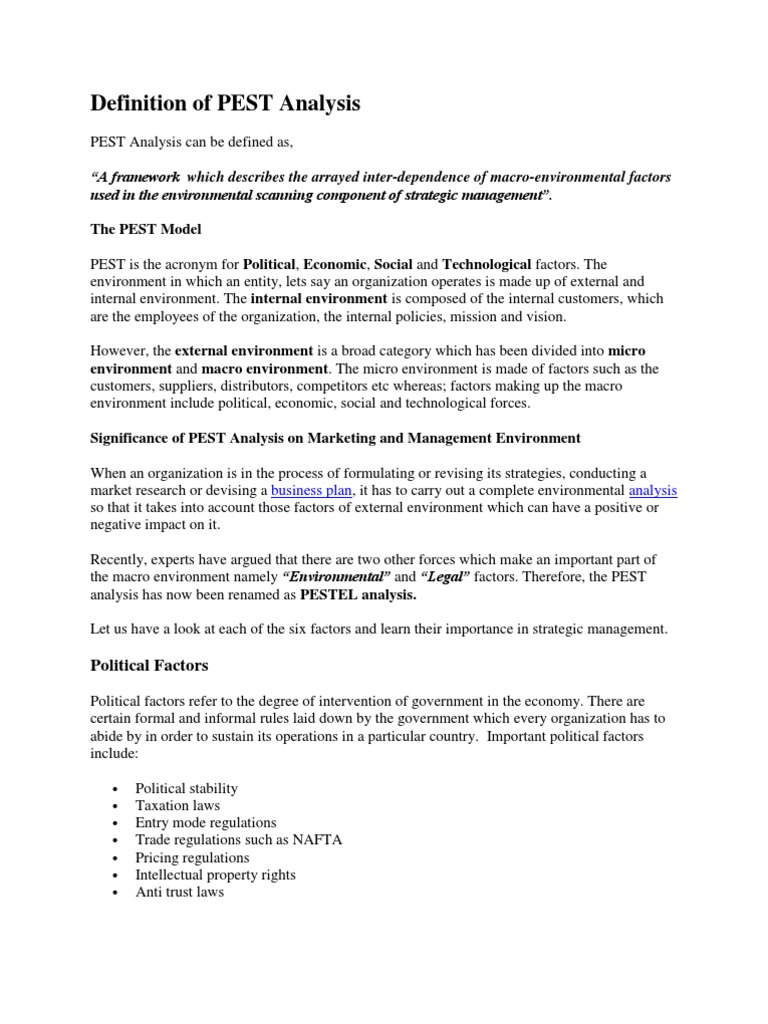 Definition of PEST Analysis | PDF | Inflation | Employment