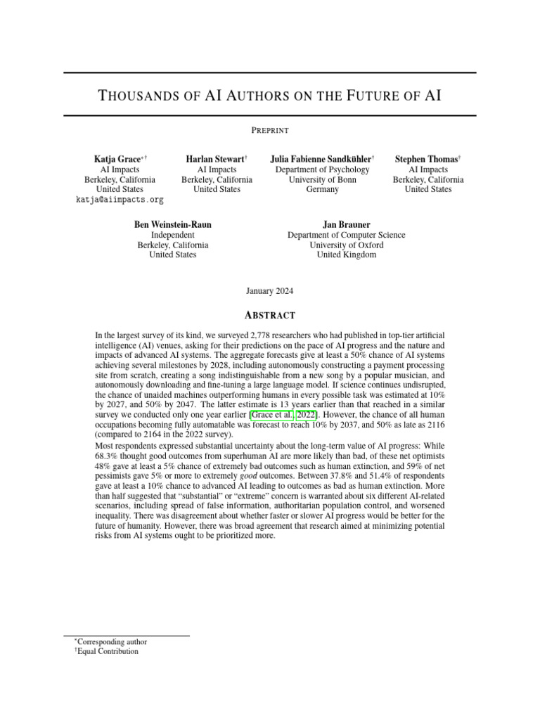 Thousands of AI Authors On The Future of AI | PDF | Artificial Intelligence | Intelligence (AI ...