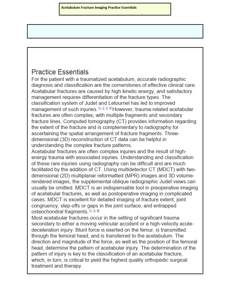 Acetabulum Fracture Imaging Practice Essentials | PDF | Pelvis | Ct Scan