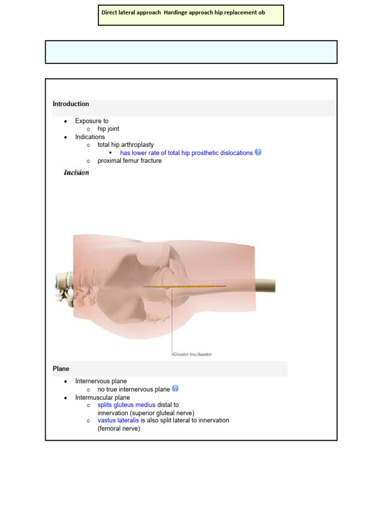 Hardinge Direct Lateral Hip Approach | PDF | Hip | Soft Tissue
