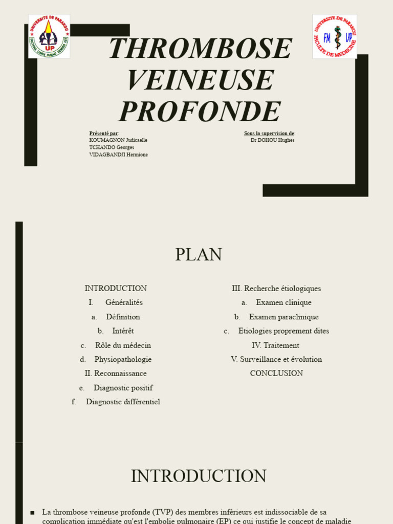 Définition de la thrombose veineuse profonde | PDF | Épidémiologie ...
