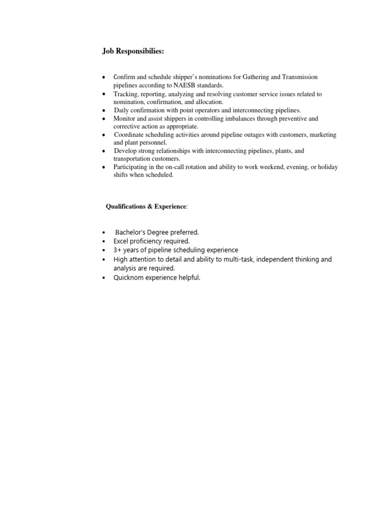 Natural Gas Scheduler | PDF