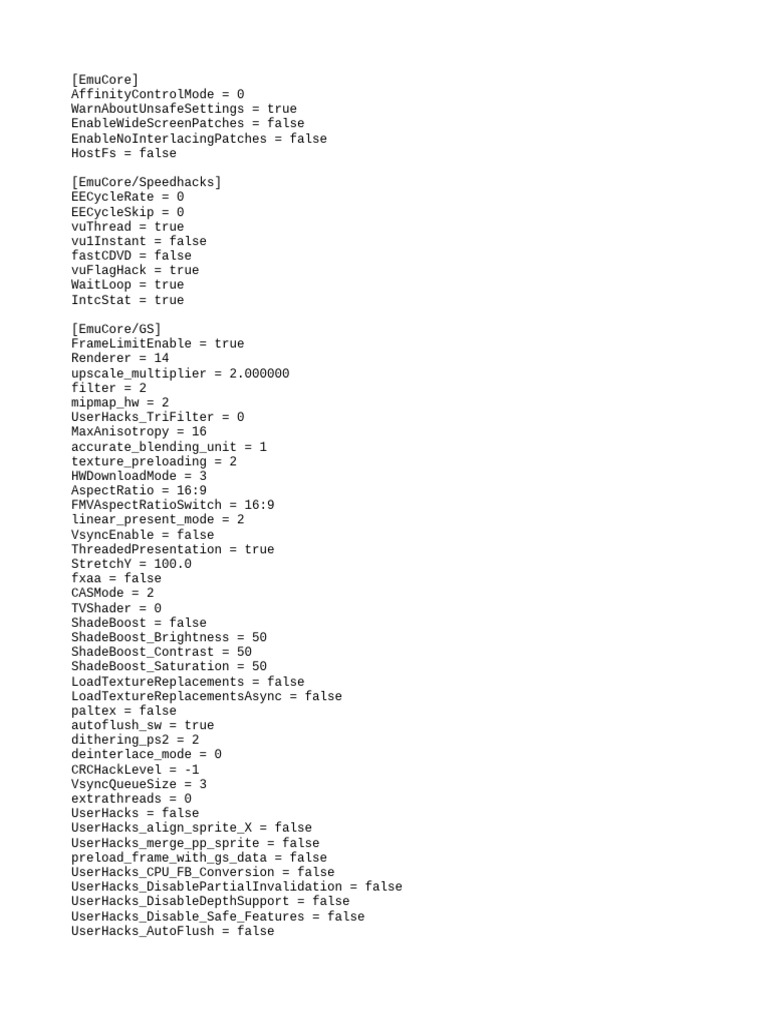 Estabilizar FPS (AetherSX2) .Ini | PDF