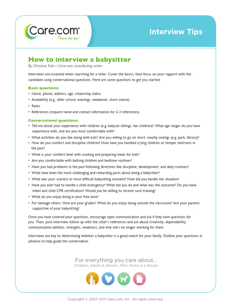 Interview Tips Child Care | PDF | Child Care | Babysitting