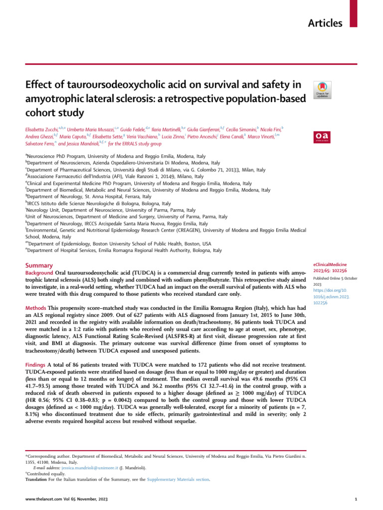 Effect of Tauroursodeoxycholic Acid On Survival and Safety in A 2023 ...