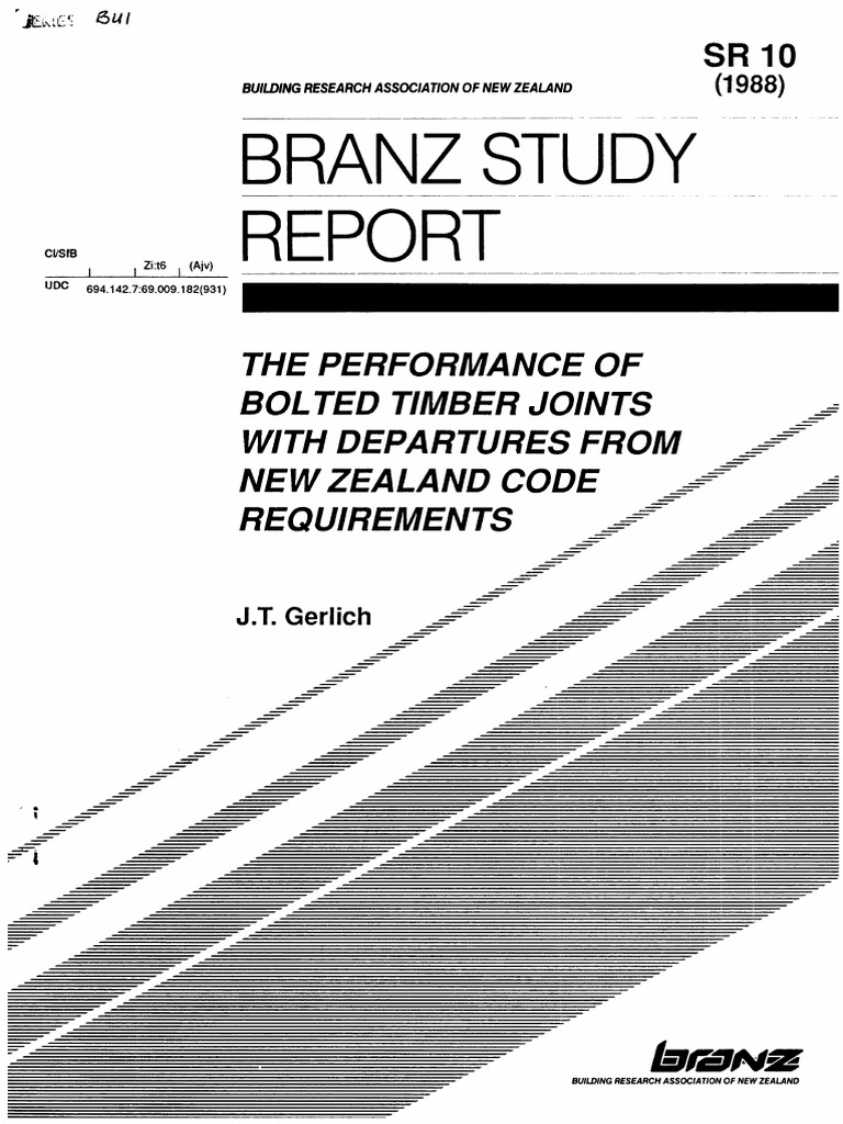 SR10 Performance of Bolted Timber Joints With Departures From New Zealand Cod | Download Free ...