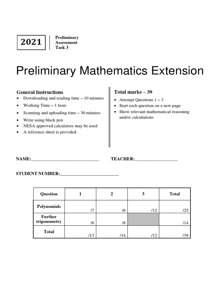 NSGHS 2021 Yr11 MX T3 | PDF | Trigonometric Functions | Zero Of A Function