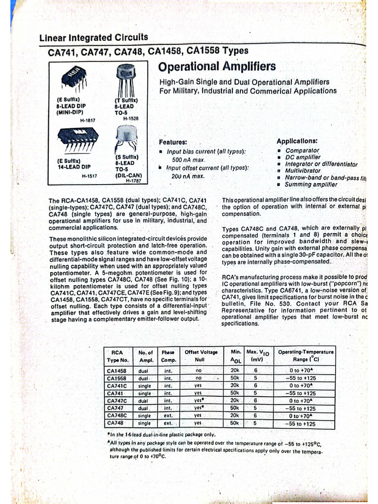 Ca741 Ca747 Ca748 Ca1558 | PDF