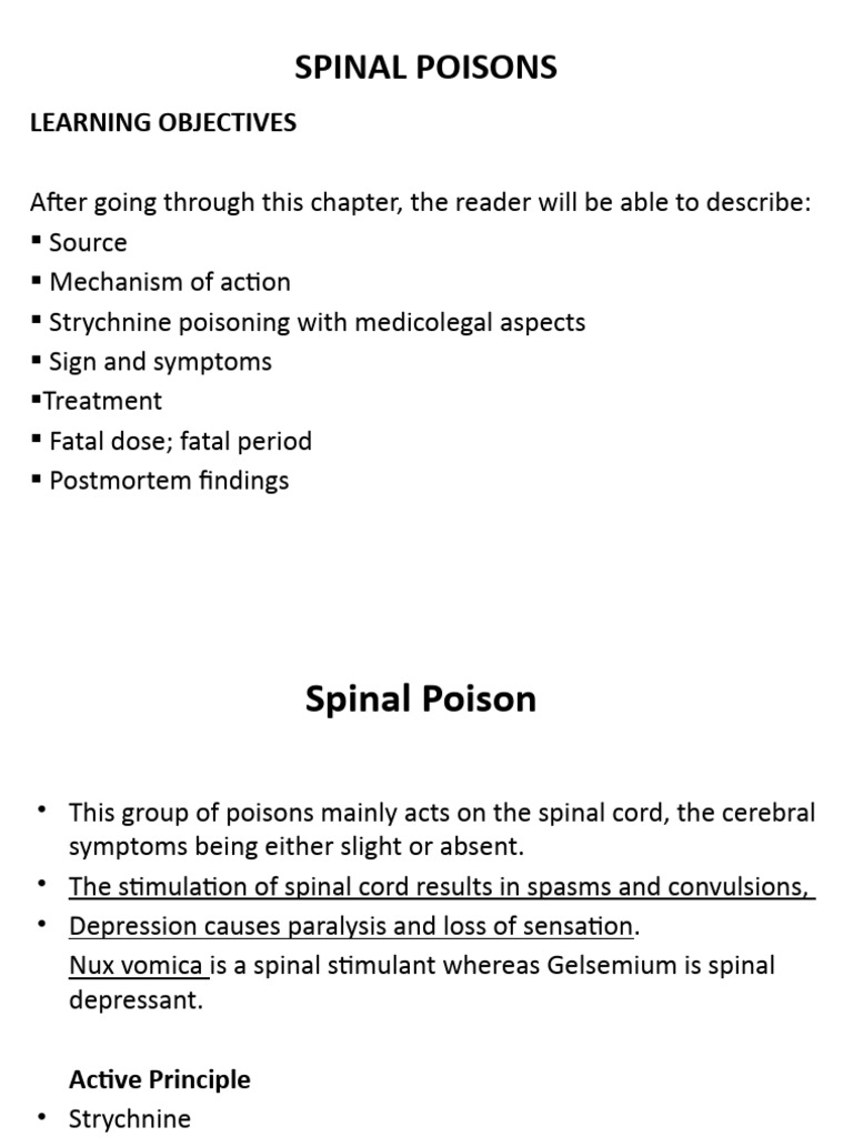 Understanding Spinal Poisons: Strychnine | PDF | Wellness