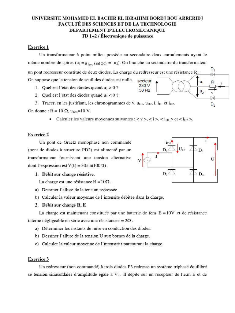 TD1+2 Électronique de Puissance | PDF | Sciences et mathématiques