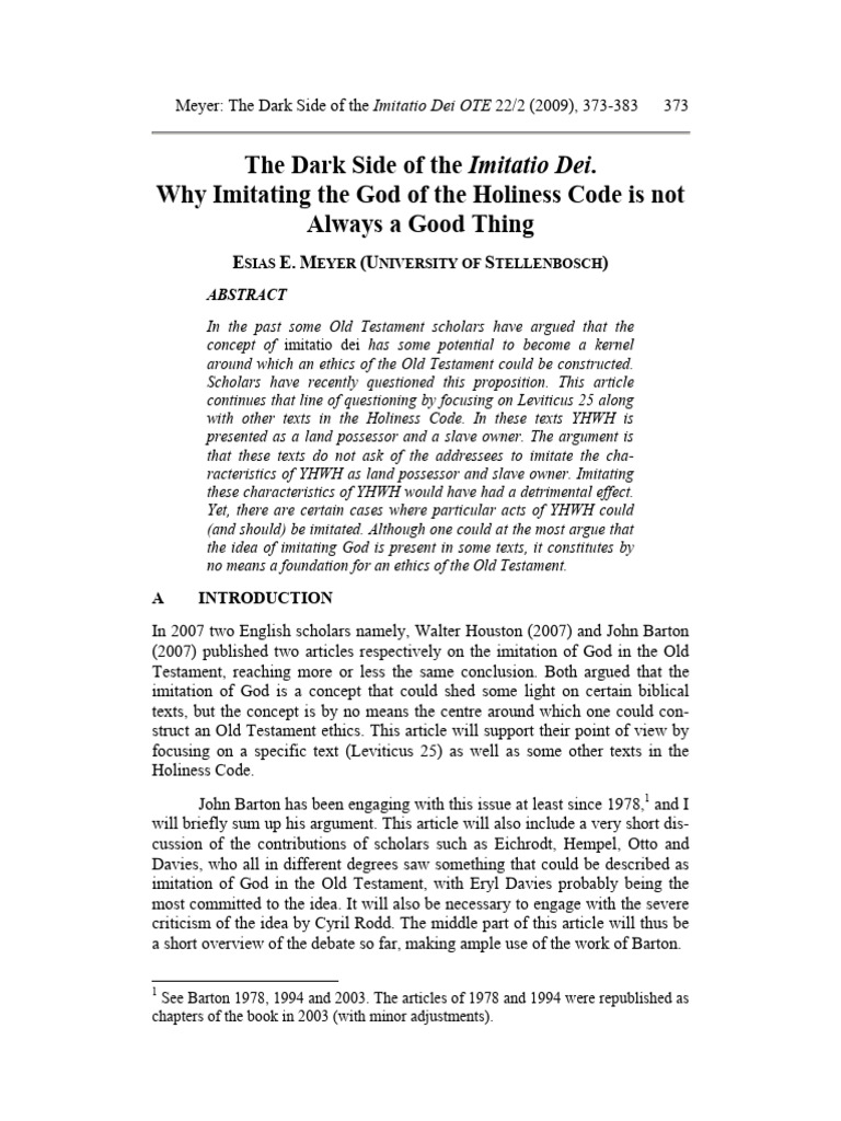 The Dark Side of The Imitatio Dei Why Im | PDF | Book Of Leviticus ...