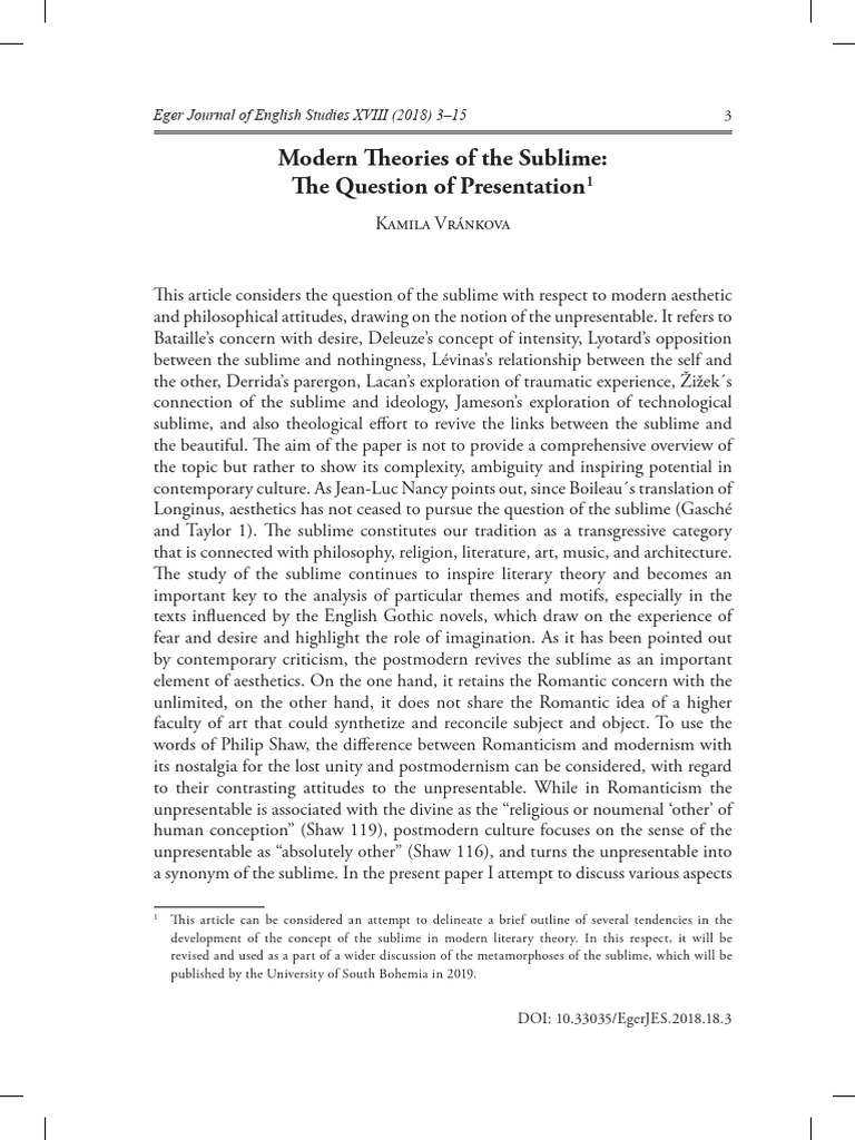 Modern Theories of Sublime | PDF | Jacques Lacan | Immanuel Kant