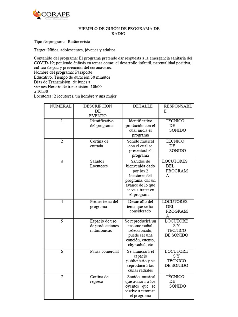 Ejemplo de Guión de Programa de Radio | PDF | Radiodifusión