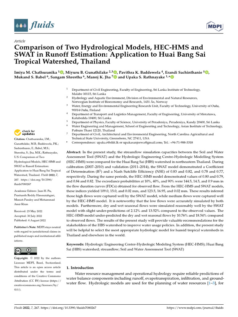 Comparison of Two Hydrological Models, HEC-HMS and SWAT in Runoff Estimation | PDF | Drainage ...