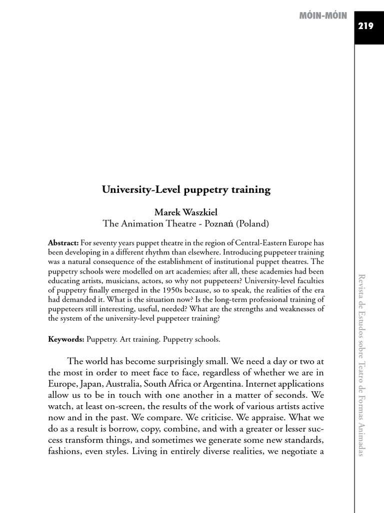 University Level Puppetry Training | PDF | Puppetry | Theatre