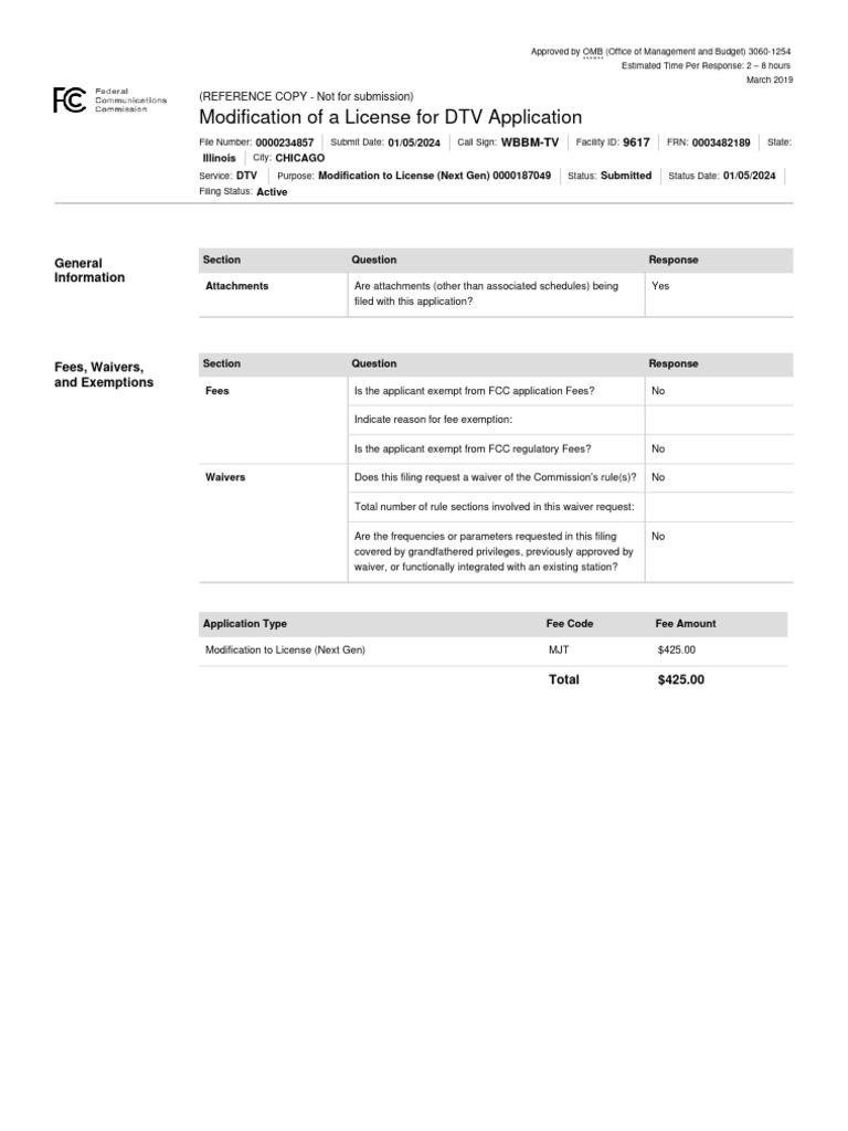 As Filed WBBM-TV NextGen License Application | PDF | Antenna (Radio ...