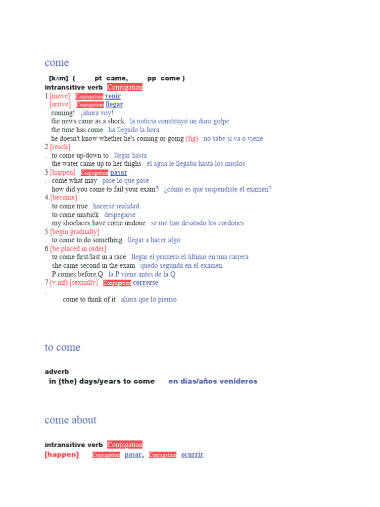 Come | PDF | Grammar | Syntax