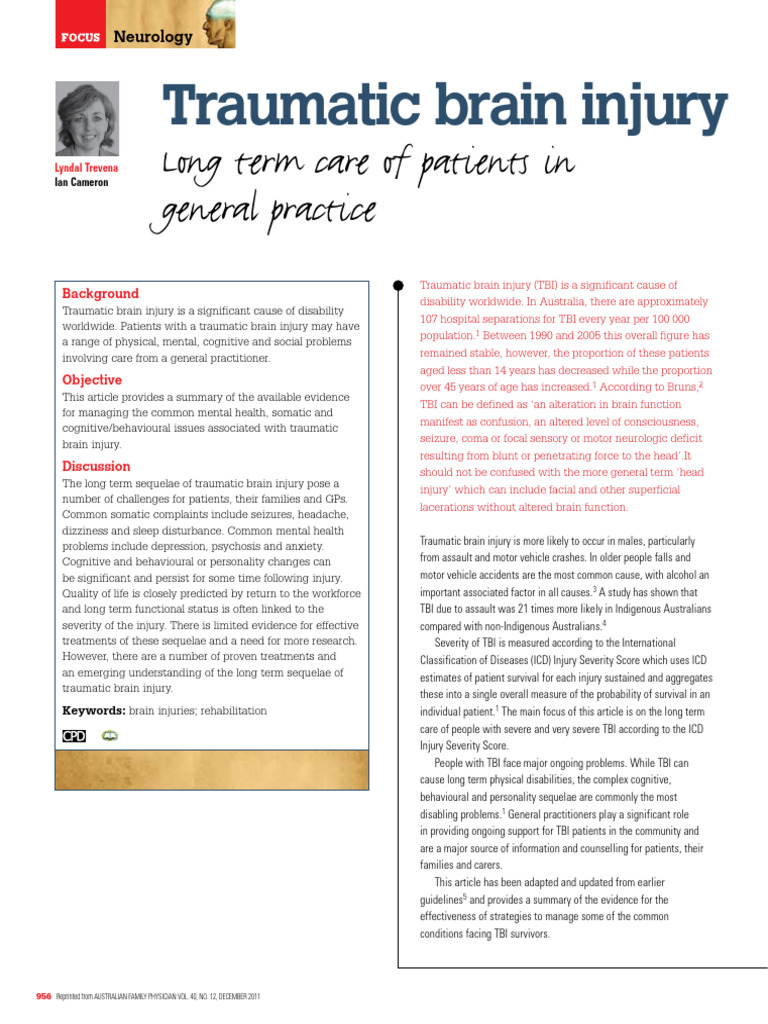 Trev An A | PDF | Traumatic Brain Injury | Major Depressive Disorder