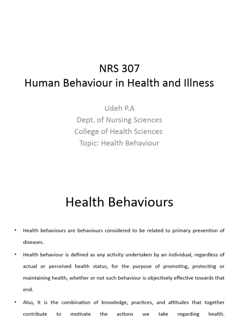 NRS 307 Health Behaviour | PDF | Preventive Healthcare | Health Promotion