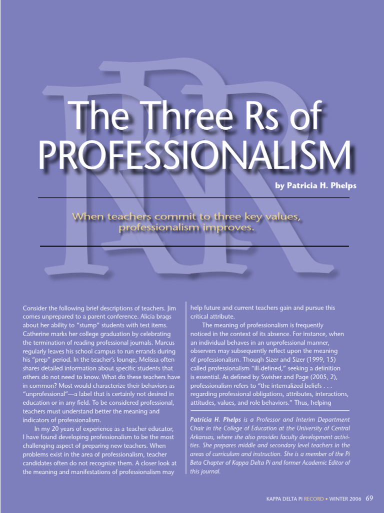 3Rs Professionalism | PDF | Teachers | Learning