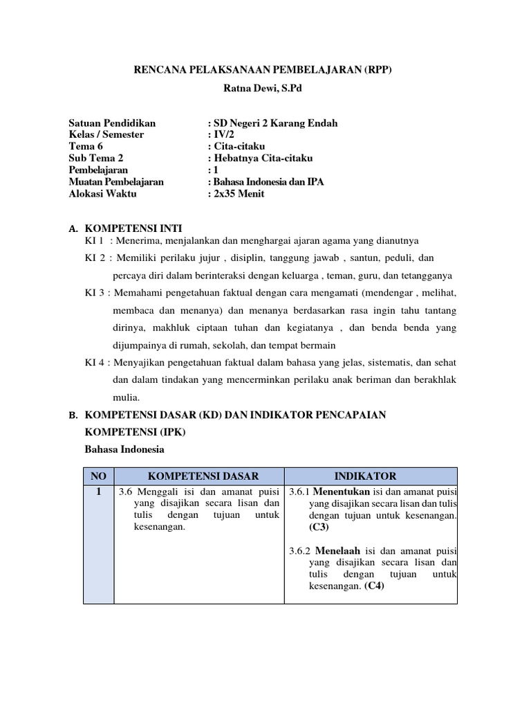 RPP Siklus 2 Bu Ratna | PDF