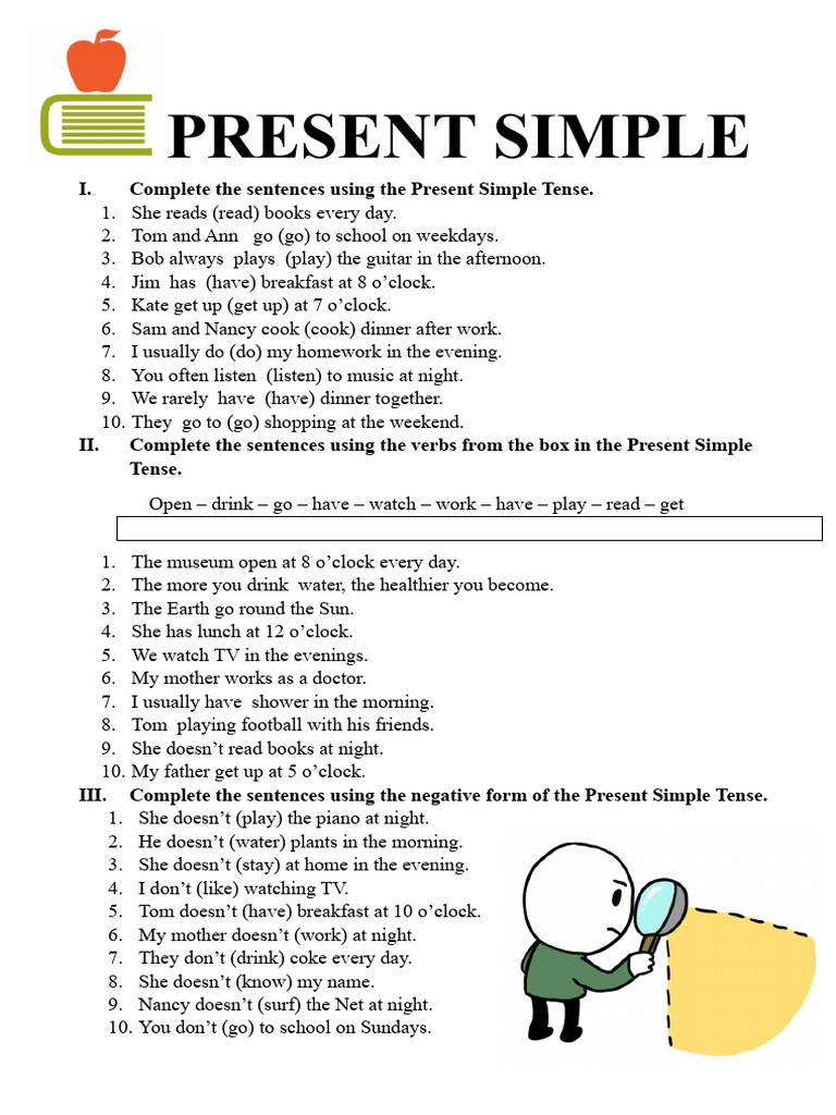 Present Simple (1) Solution | PDF | Syntax | Languages