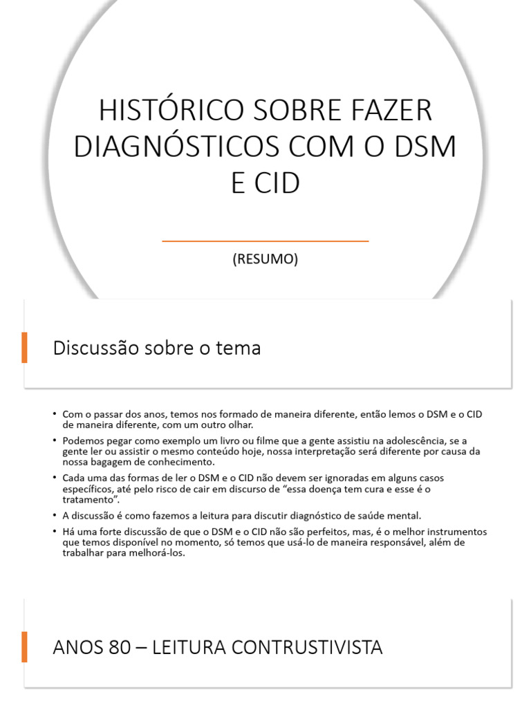Histórico de Uso Do DSM - RESUMO | PDF | Espectro do autismo | Manual Diagnóstico e Estatístico ...