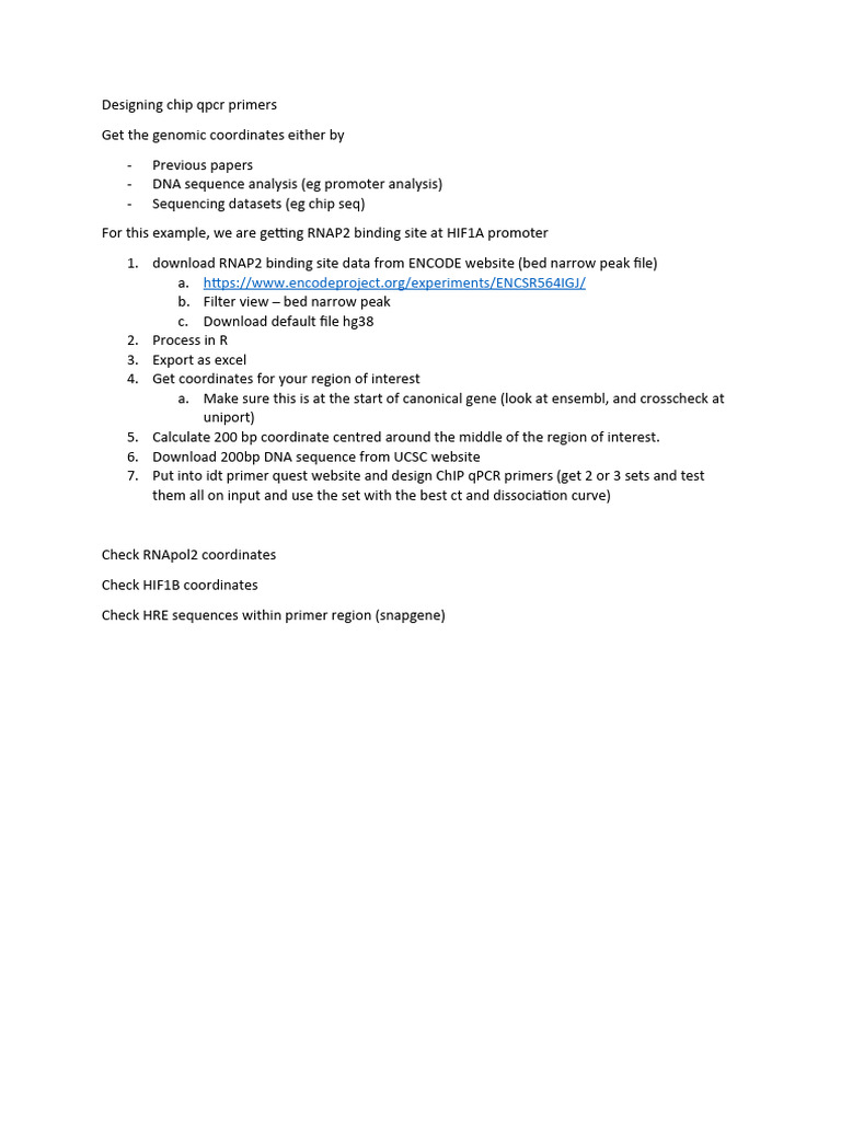 Designing Chip QPCR Primers | PDF