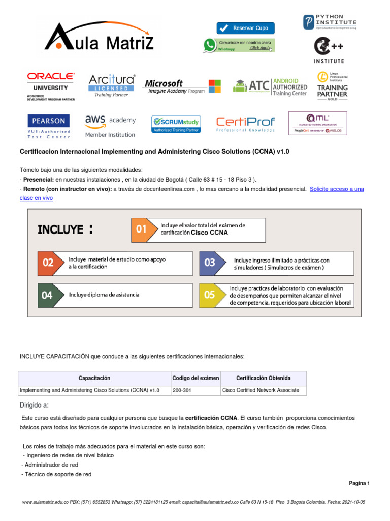 Capacitacion Certificacion Internacional Implementing and Administering ...