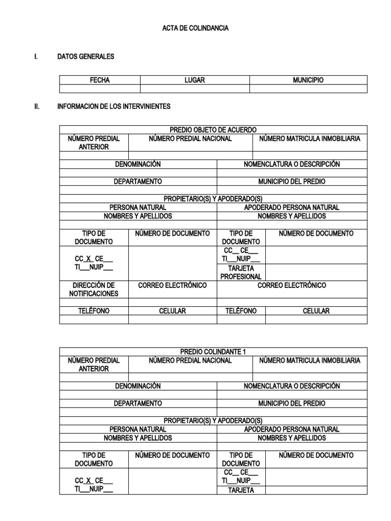 Acta De Colindancia En Colombia Pdf Control De Acceso Autenticación