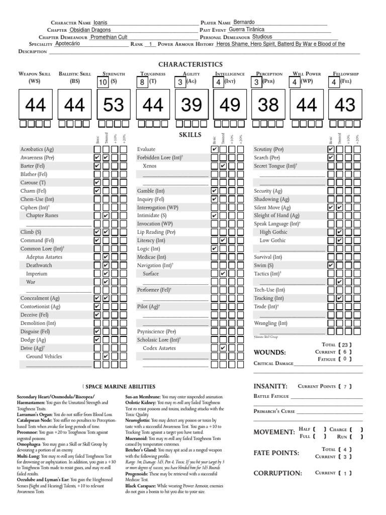 Ficha Deathwatch Igor | PDF | Toxin