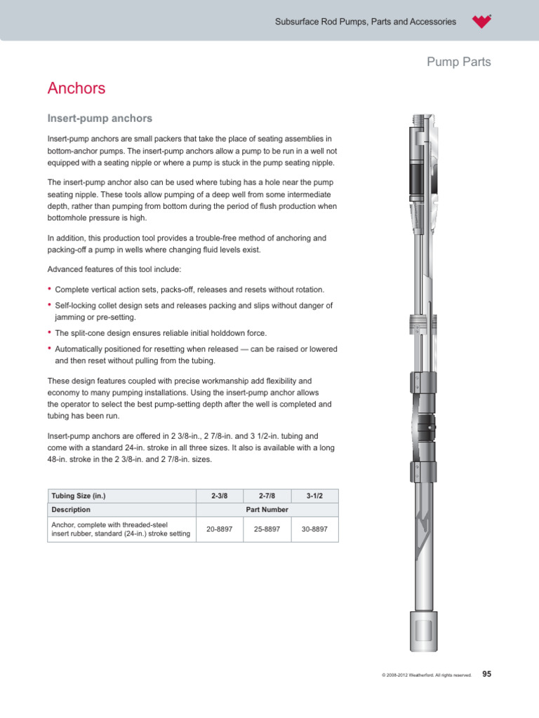 Ancla Tubing in Ficha Tecnica-Weatherford | PDF | Pipe (Fluid ...