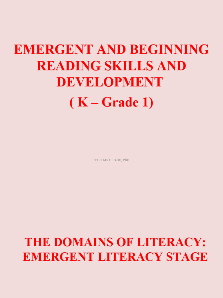 Domains of Literacy Emergent Beginning Literacy Stage 10 10 | PDF ...