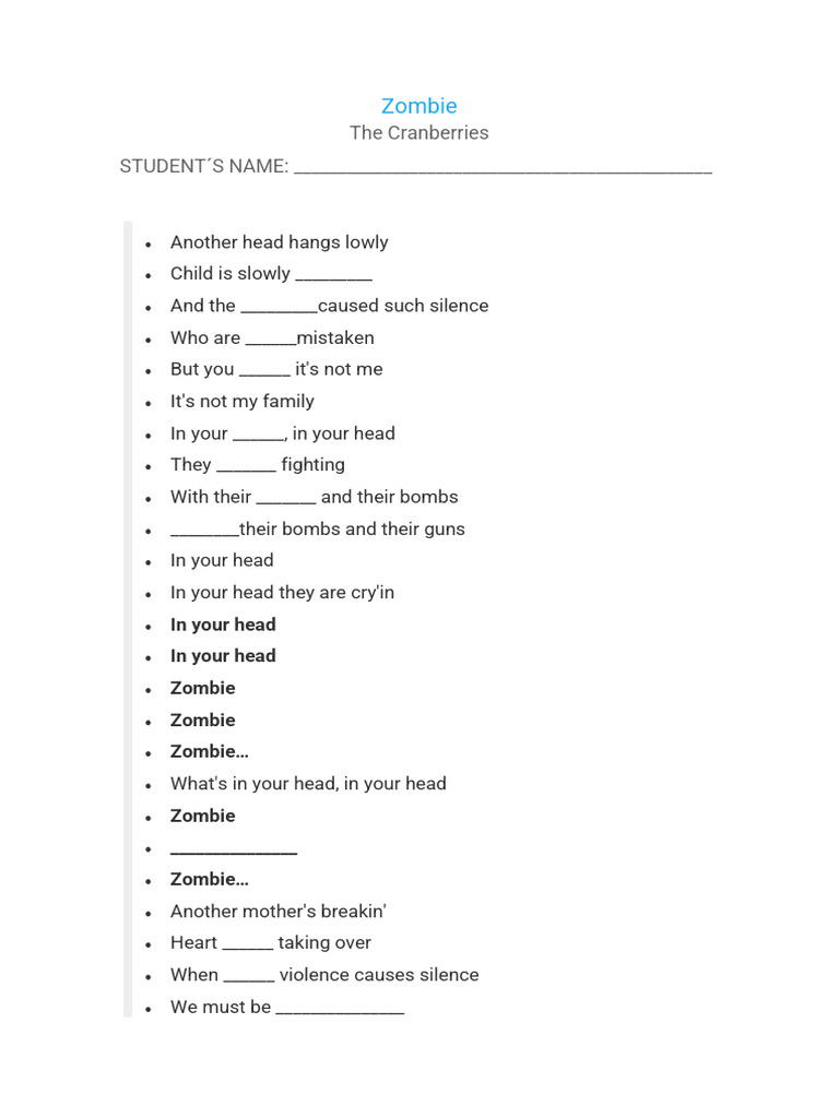 Zombie song (activity) | PDF