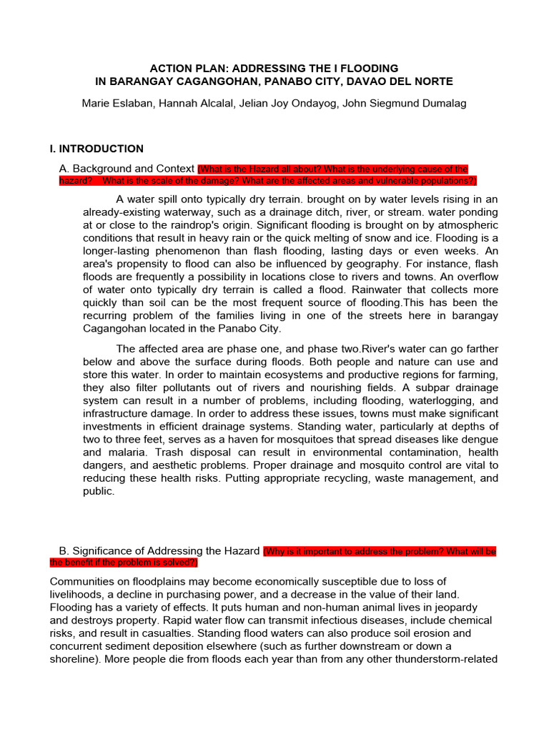 Flood Mitigation Action Plan for Cagangohan | PDF | Flood | Infrastructure
