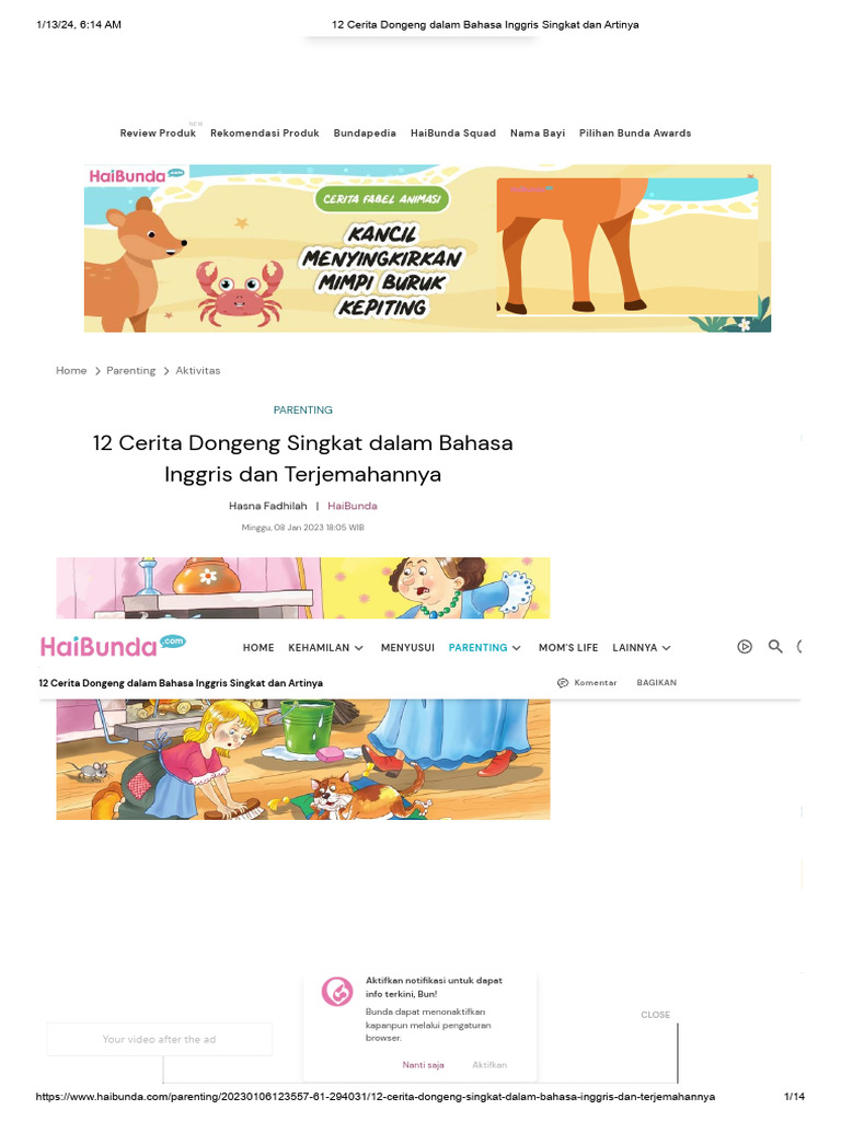 12 Cerita Dongeng Dalam Bahasa Inggris Singkat Dan Artinya | PDF