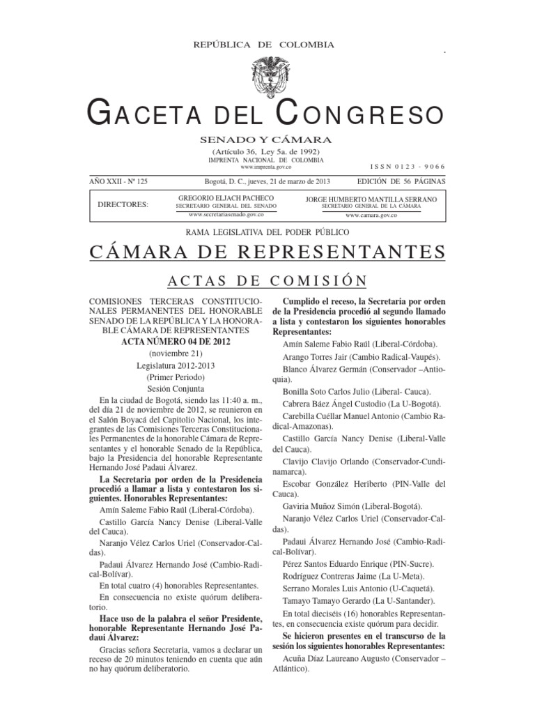 Gaceta 125 | PDF | Impuestos | Colombia