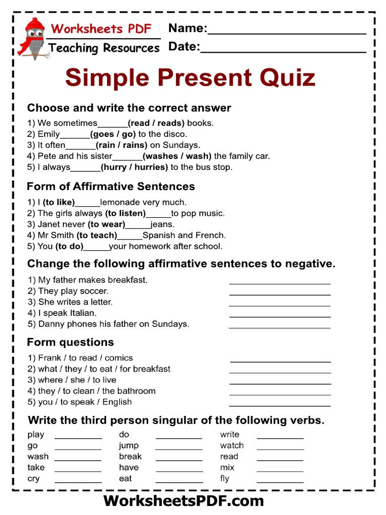 Simple Present Quiz | PDF