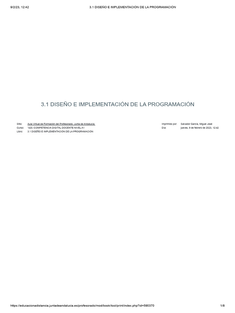 3.1 Diseño e Implementación de La Programación | PDF | Maestros ...