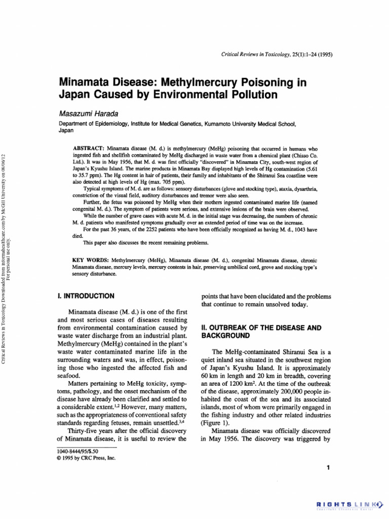 Minamata Disease-Methylmercury Poisoning in Japan | PDF | Cerebellum ...
