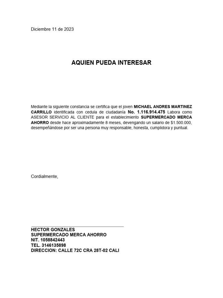Cartas de Ref Laboral | PDF