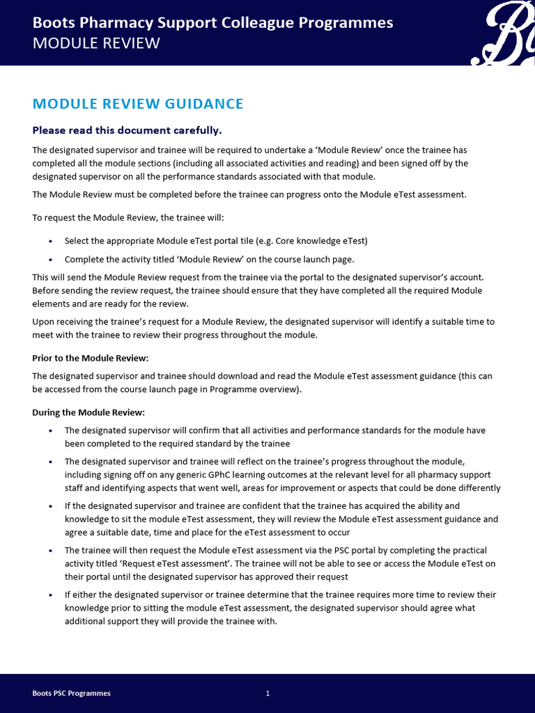 PSC Module Review Guidance Nov 2022 | PDF