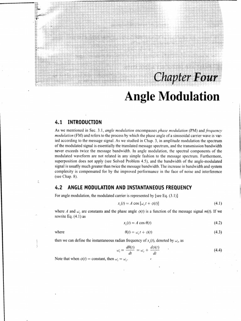 Ch04 - Angle Modulation | PDF | Frequency Modulation | Detector (Radio)