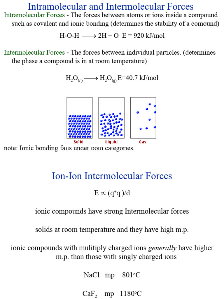 Intramolecular Forces | PDF | Intermolecular Force | Liquids