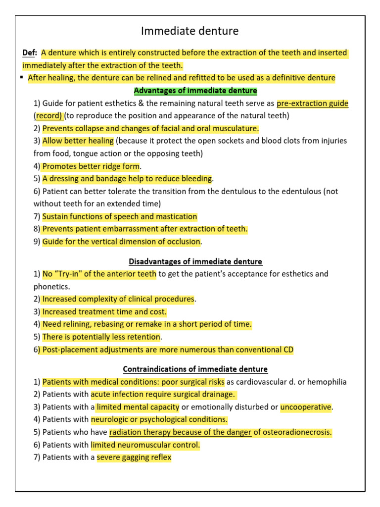 Immediate Denture Khlyga | PDF | Dentures | Dentistry Branches