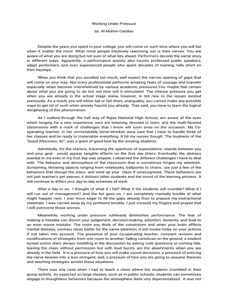 Working Under Pressure | PDF